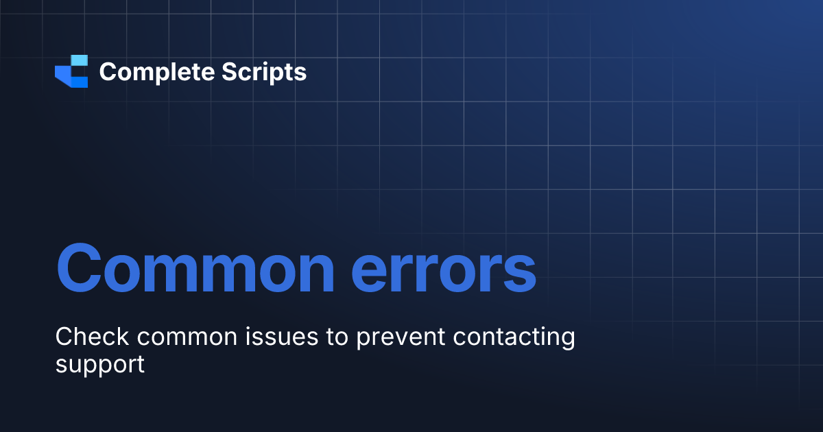 Common errors | Complete Scripts Common errors | Complete Scripts